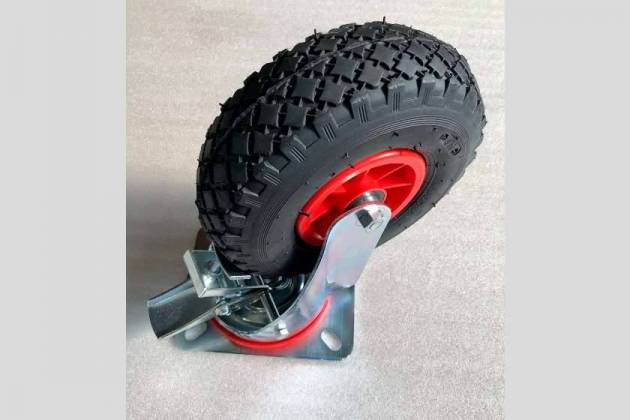 Grosse roue directrice avec support et frein